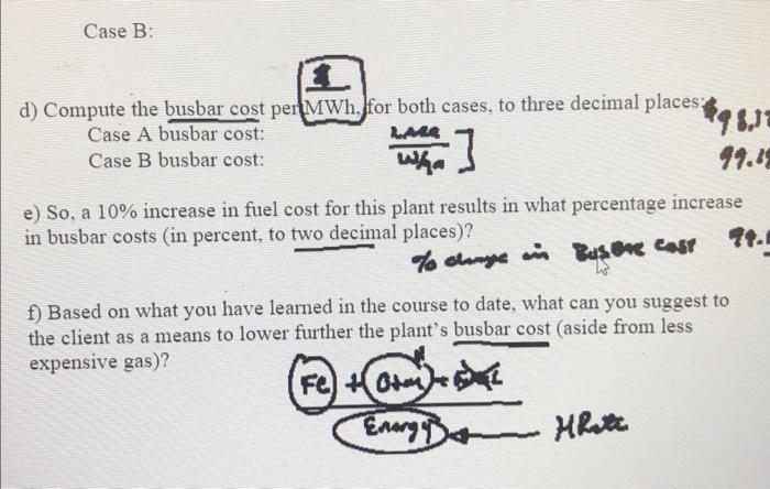 2. (Natural Gas Plant Busbar Costs) You are advising | Chegg.com