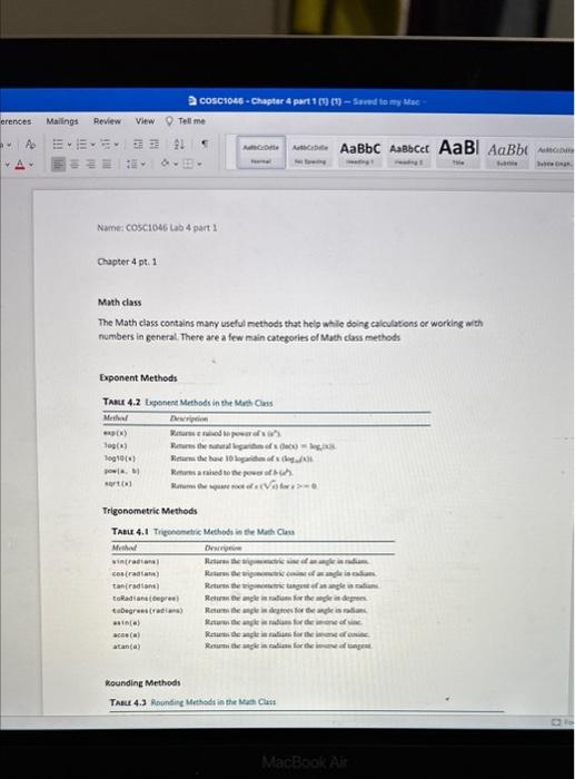 Solved Nath class The Math class contains many usclul | Chegg.com