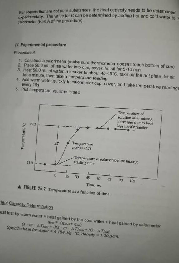 Solved Procedures B \& C 1. Start with a dry calorimeter 2. | Chegg.com