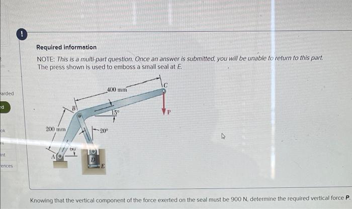 Solved ! Required information NOTE: This is a multi-part | Chegg.com