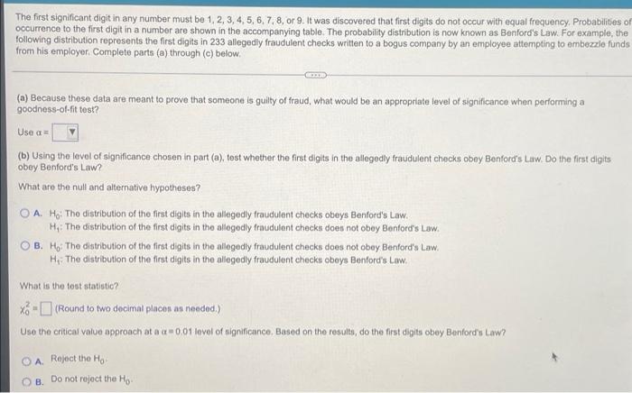 Solved The first significant digit in any number must be 1, | Chegg.com