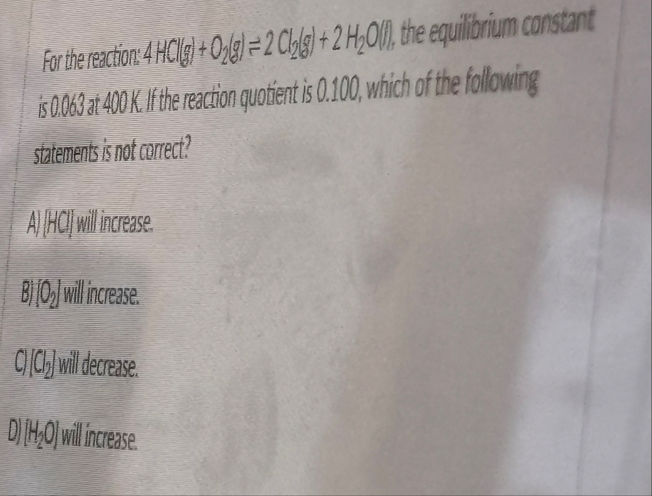 Solved For thereredion: , , ﻿the equilibrium constant | Chegg.com