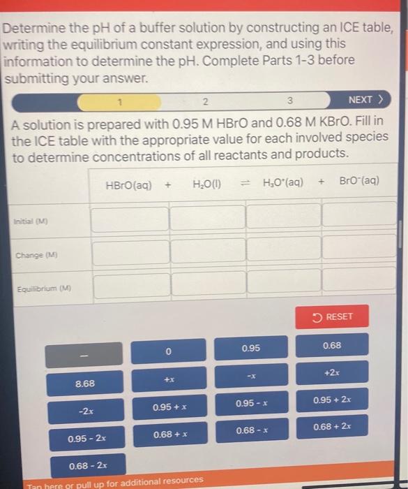 Solved Determine the pH of a buffer solution by constructing | Chegg.com