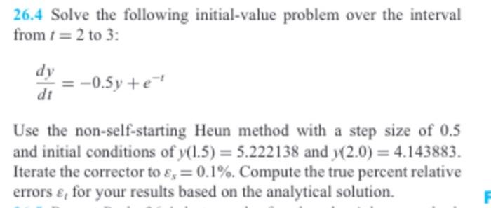 Solved 26.4 Solve the following initial-value problem over | Chegg.com