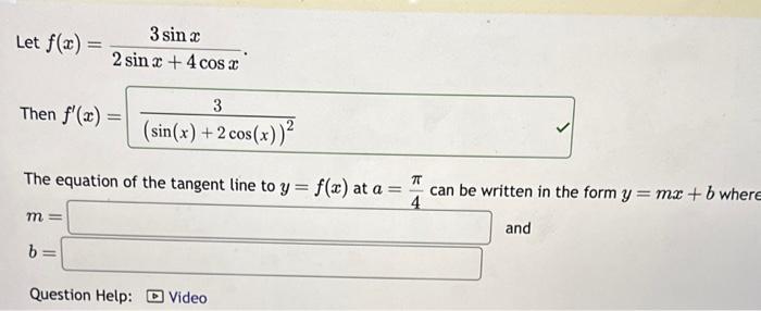 Solved Let f(x)=2sinx+4cosx3sinx. Then | Chegg.com
