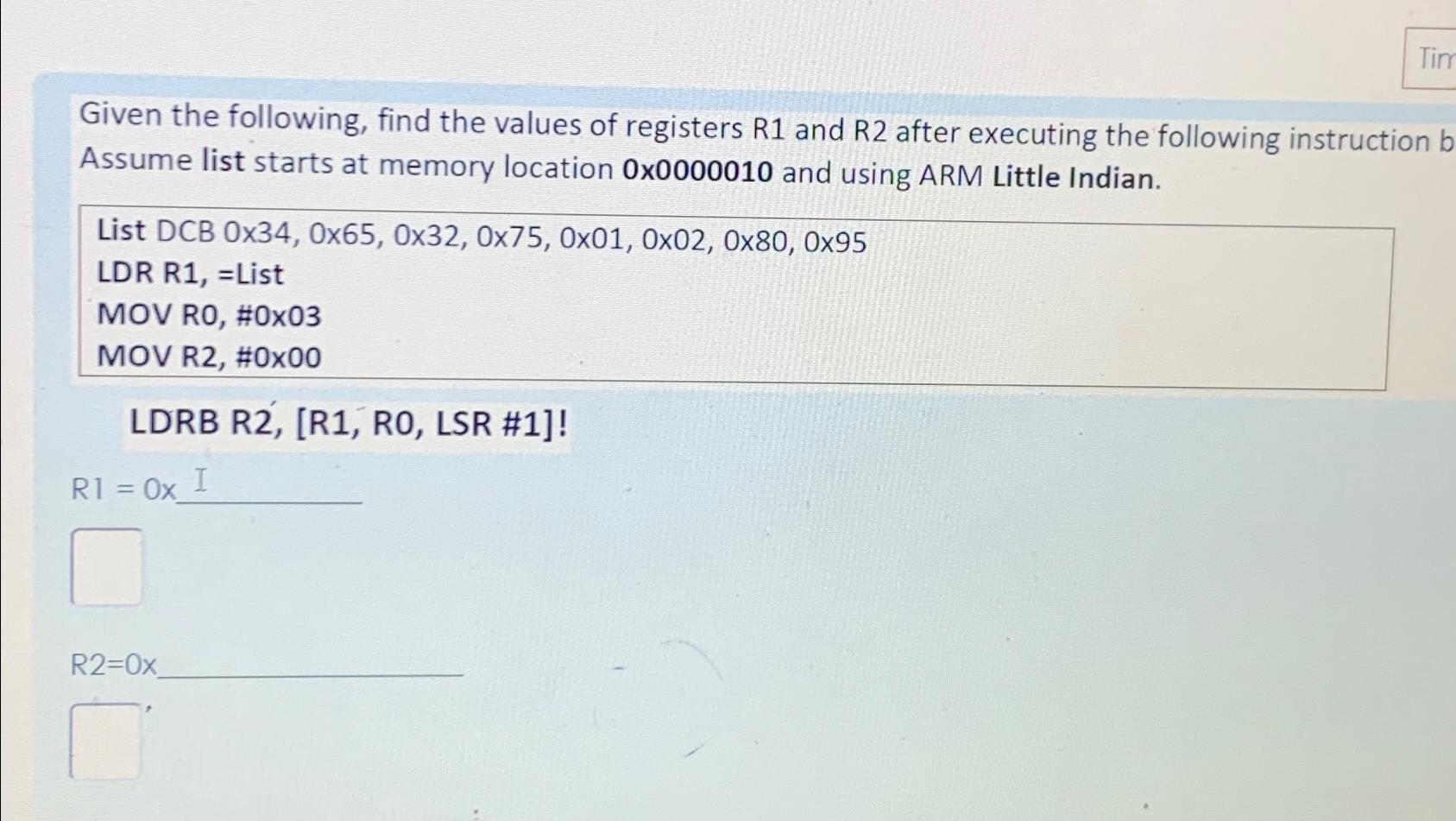 Solved Given the following, find the values of registers R1 | Chegg.com