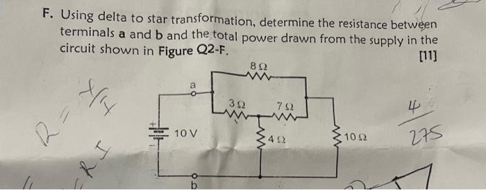 Solved F. Using delta to star transformation, determine the | Chegg.com