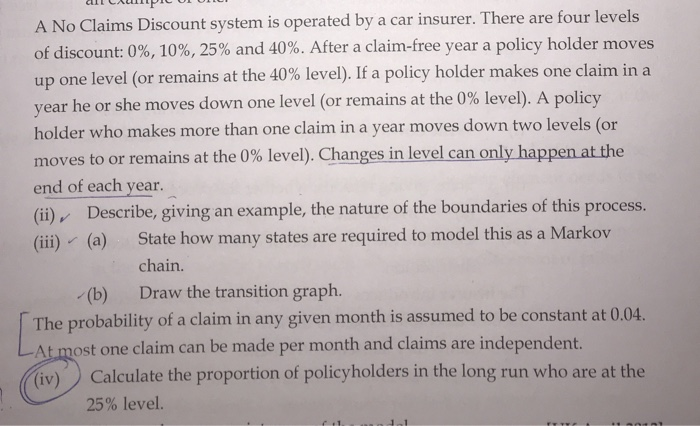 Solved A No Claims Discount system is operated by a car | Chegg.com
