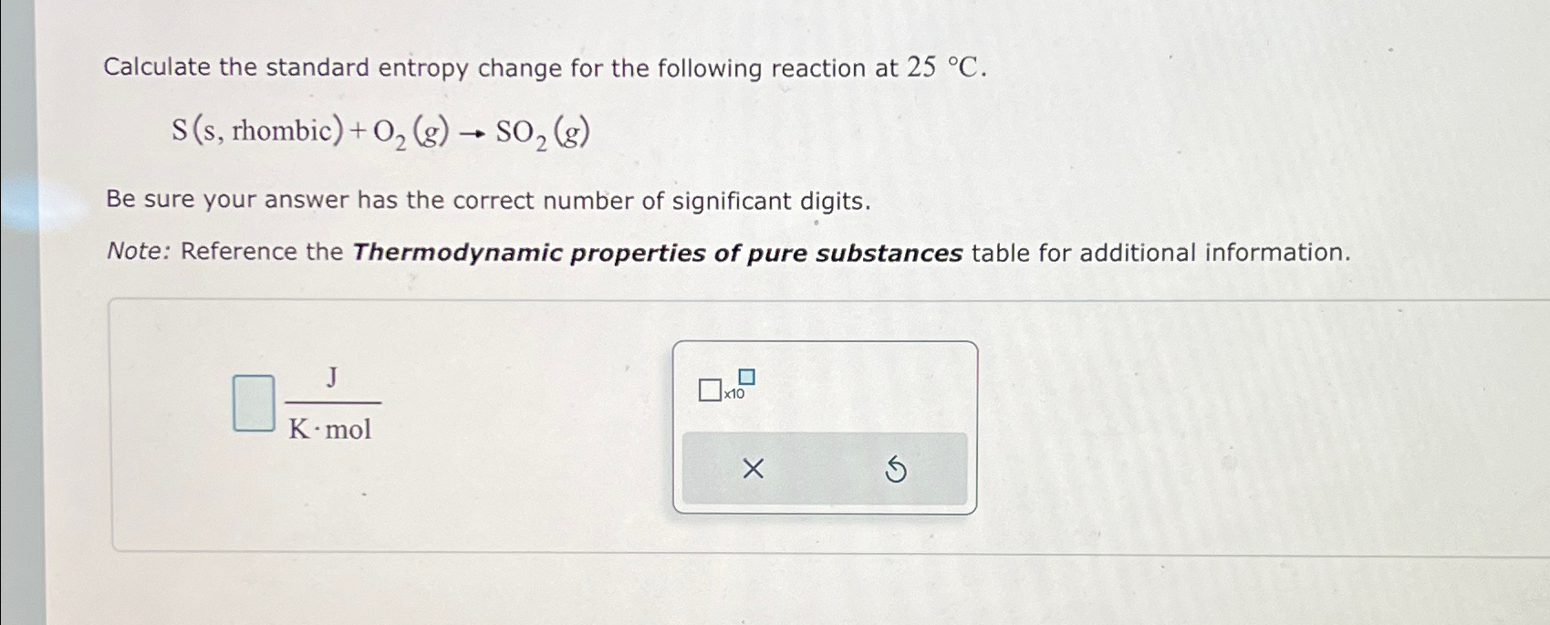 Solved Calculate the standard entropy change for the | Chegg.com