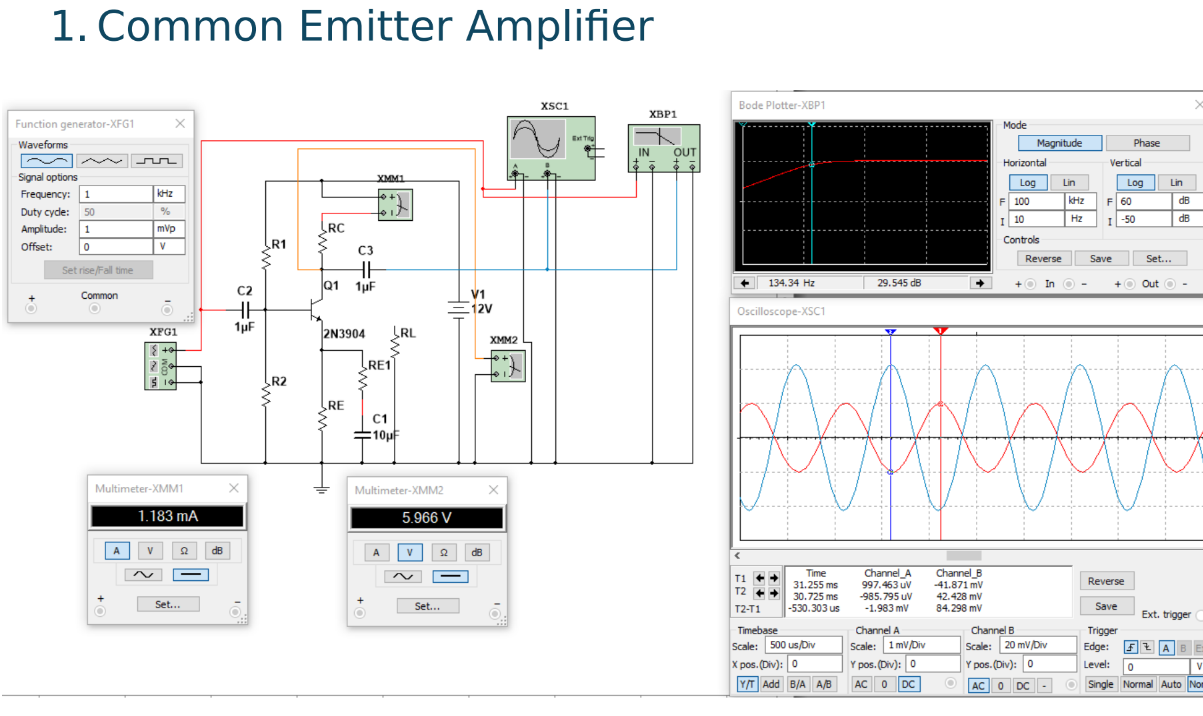 Solved Build this common emitter amplifier with the required | Chegg.com