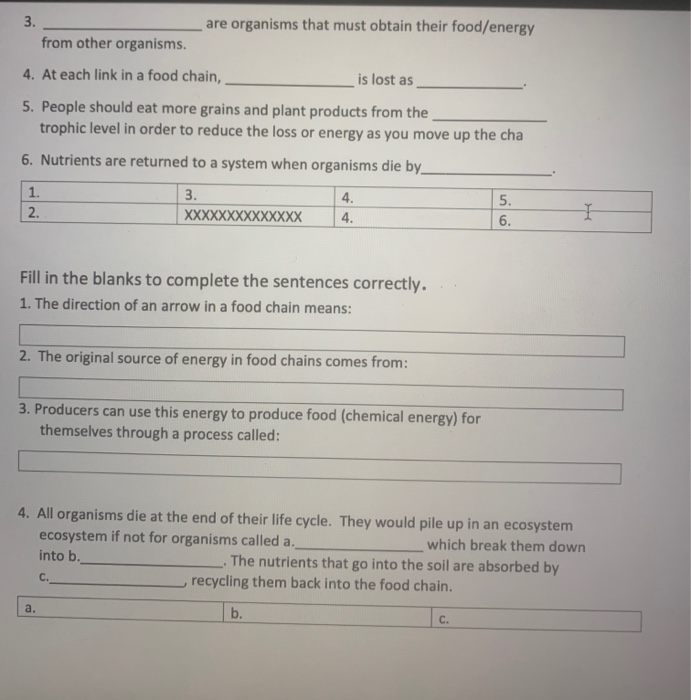 Solved ECOLOGY: Completing Concepts. Fill in the blanks with | Chegg.com