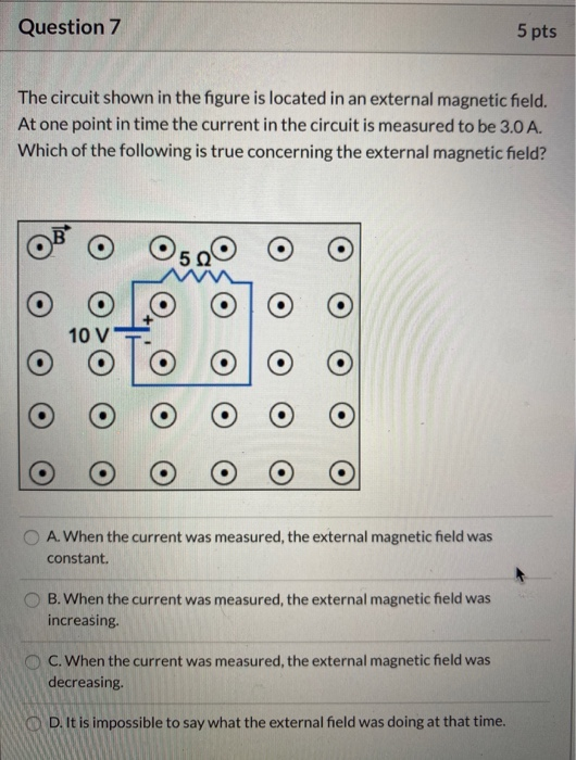 Solved Question 6 5 pts A single conducting circular loop of | Chegg.com