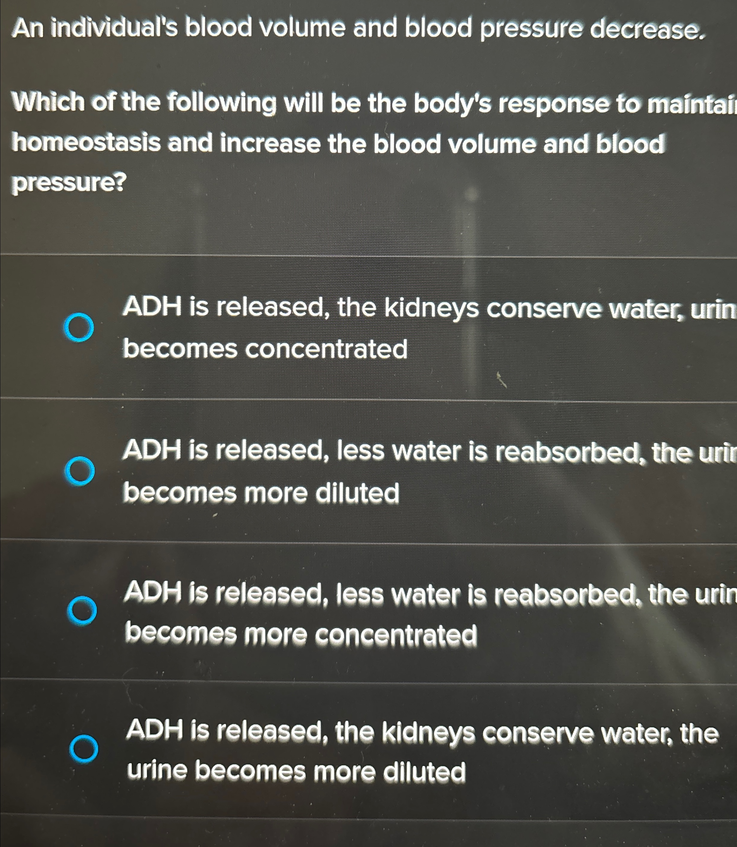 Solved An individual's blood volume and blood pressure | Chegg.com