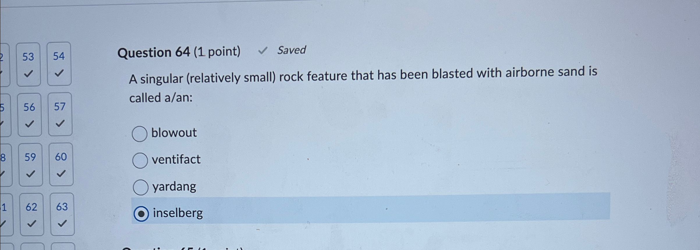 Solved 5354Question 64 (1 ﻿point) ﻿SavedA singular | Chegg.com