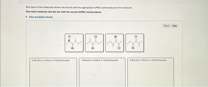 Solved Sort each of the molecules shown into the bin with | Chegg.com