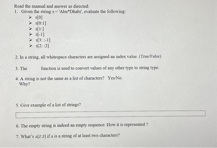 Solved Read the manual and answer as directed: 1. Given the | Chegg.com