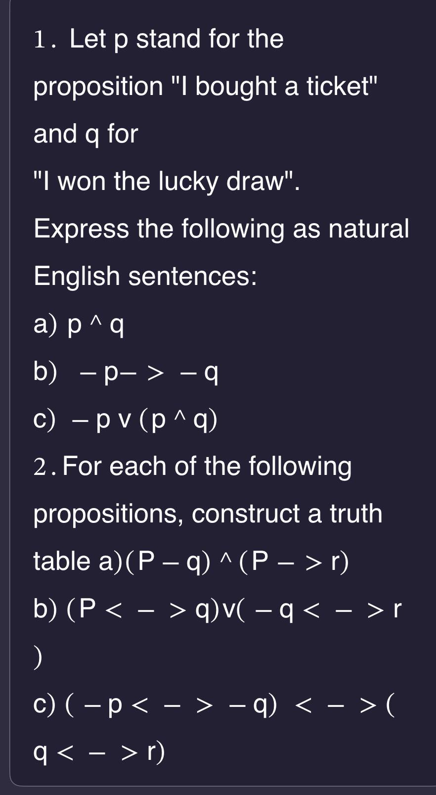 Solved Let p ﻿stand for the proposition "I bought a ticket" | Chegg.com
