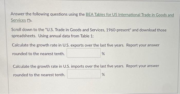 Solved Answer the following questions using the BEA Tables | Chegg.com