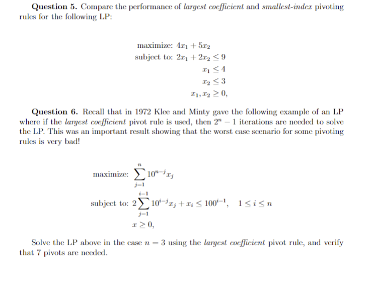 Solved Need Linear programming expert. Solve both questions | Chegg.com