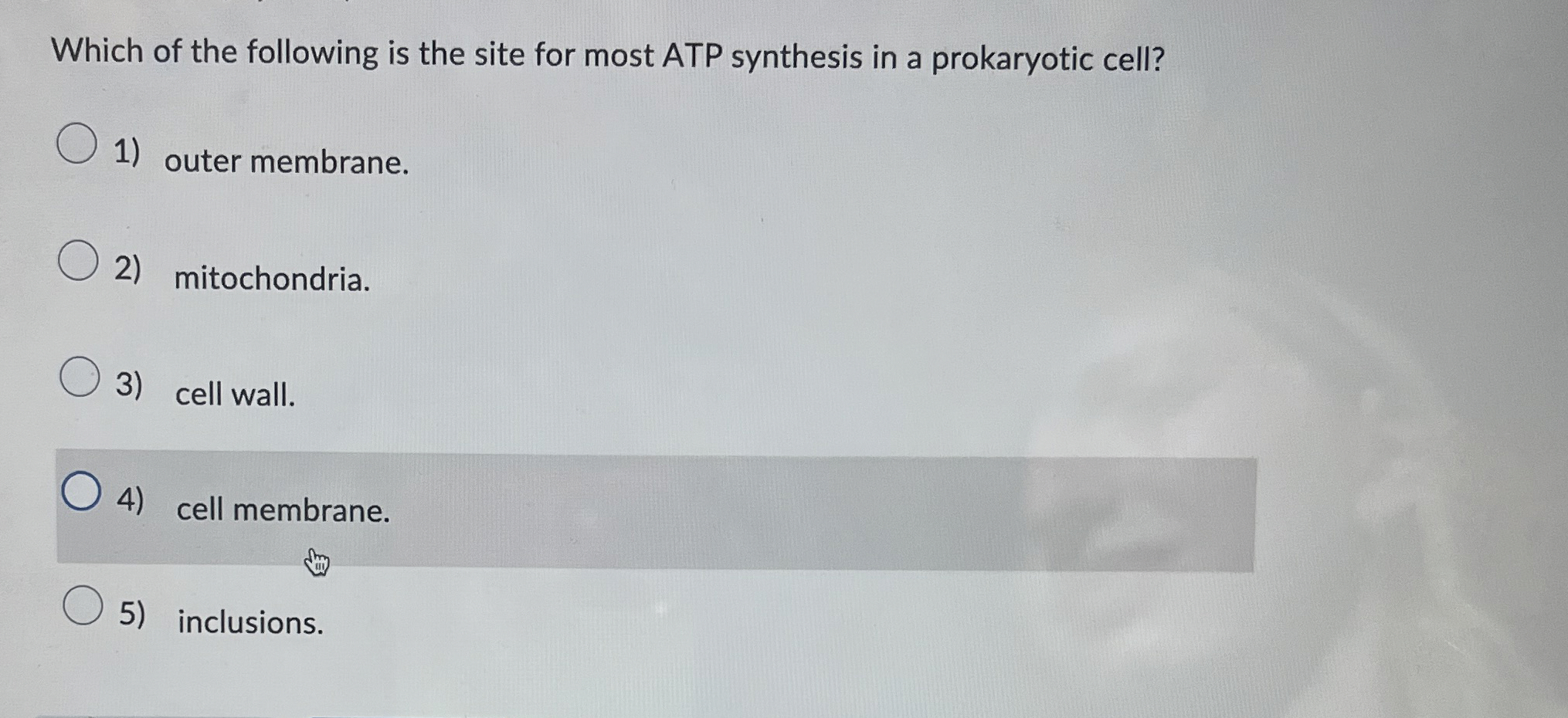 Solved Which of the following is the site for most ATP | Chegg.com