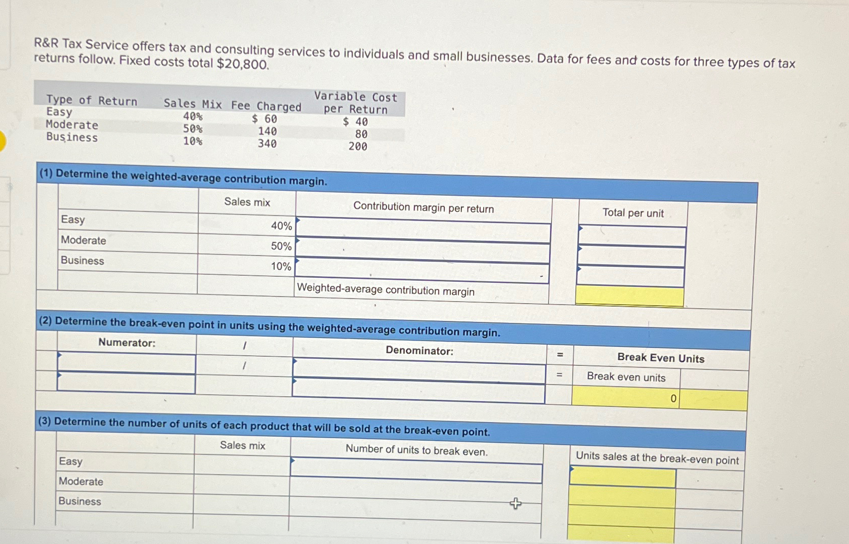 Solved R&R Tax Service offers tax and consulting services to | Chegg.com
