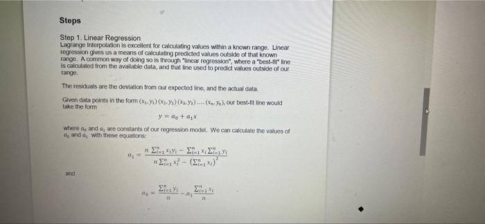 Solved Steps Step 1. Linear Regression. Lagrange | Chegg.com