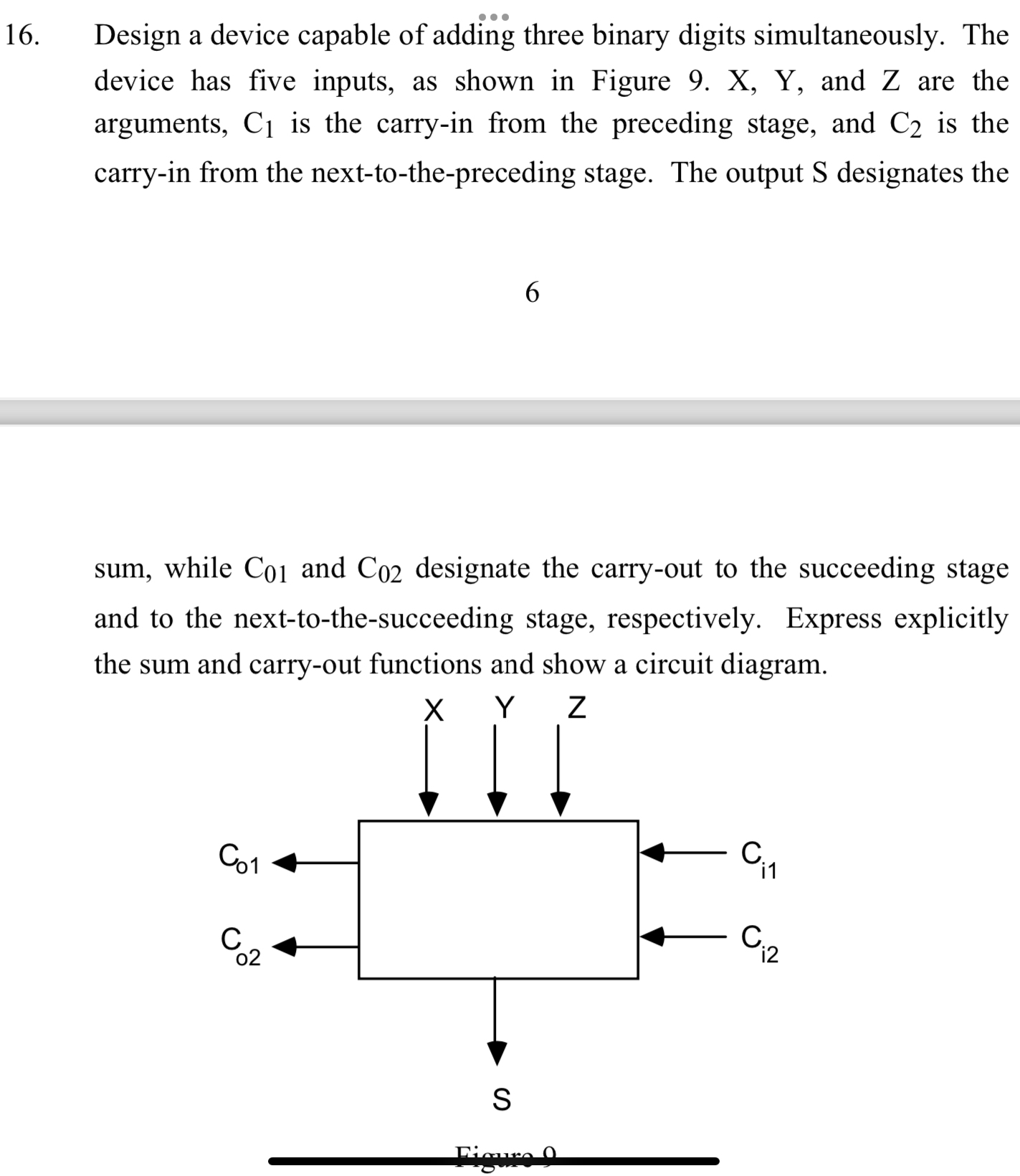 Design a device capable of adding three binary digits | Chegg.com