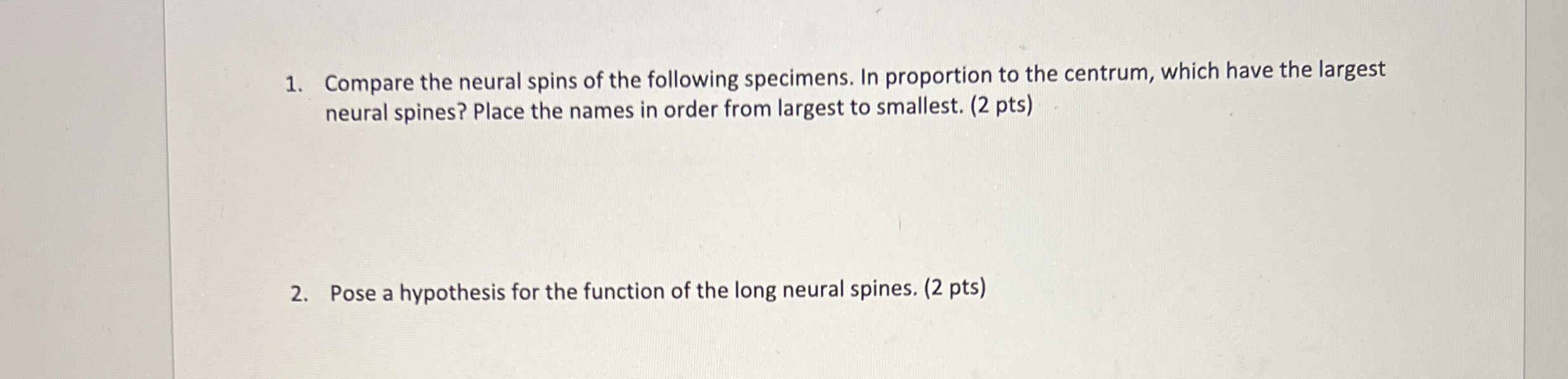 Solved Compare the neural spins of the following specimens. | Chegg.com