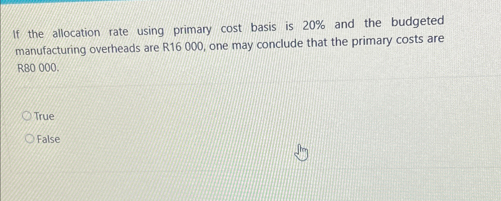 Solved If the allocation rate using primary cost basis is | Chegg.com
