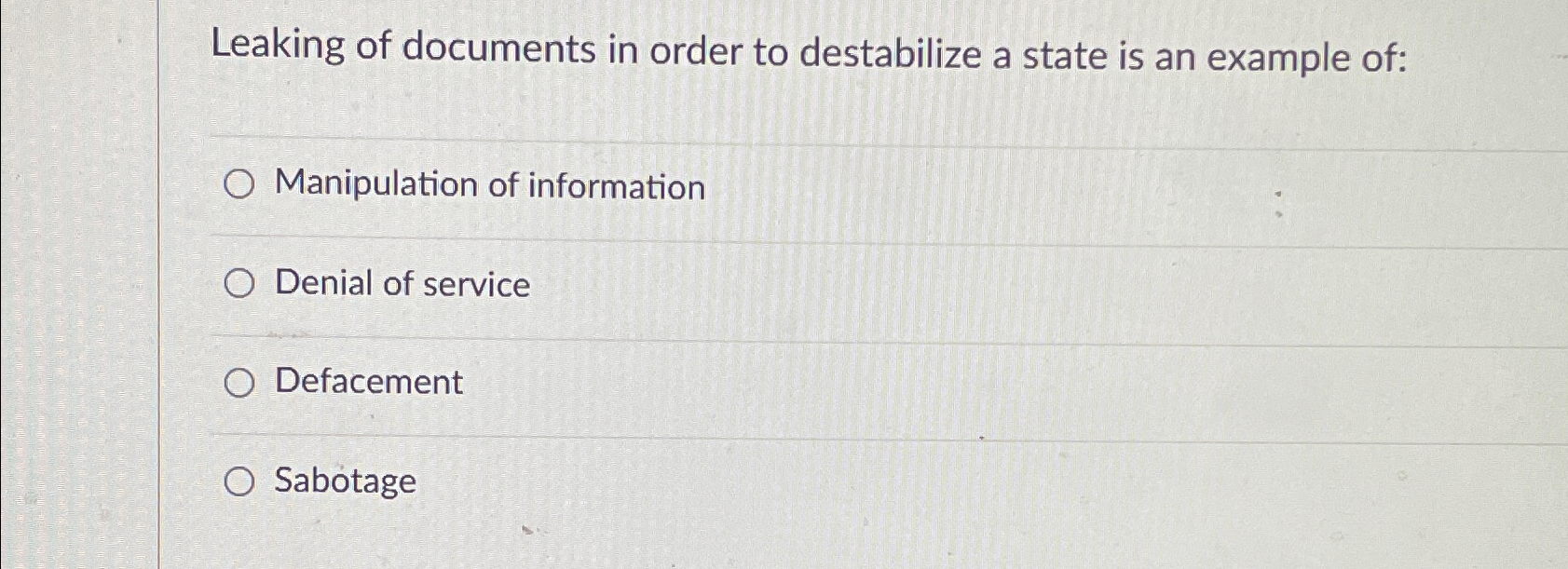 Solved Leaking of documents in order to destabilize a state | Chegg.com