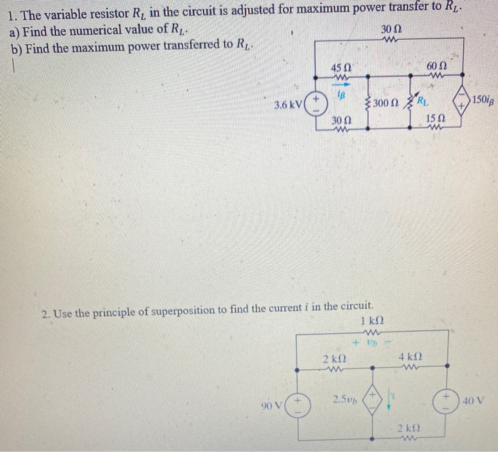 Solved 1. The variable resistor R, in the circuit is | Chegg.com