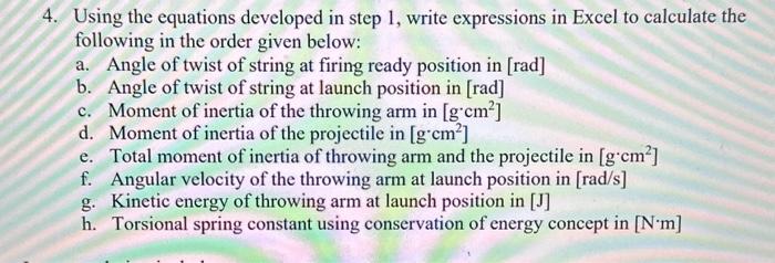 Solved Required Torsional Spring Constant Using Excel, | Chegg.com