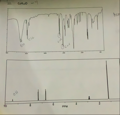 C9H12O . ﻿Help identify / ﻿draw the structure and | Chegg.com