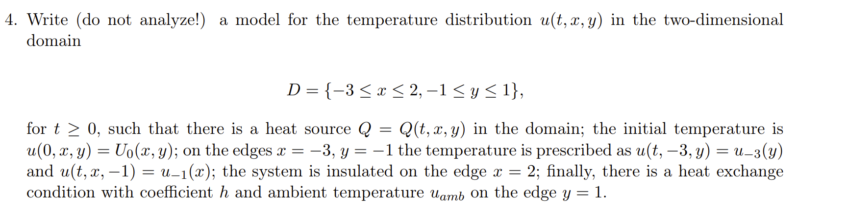 Solved Write (do not analyze!) ﻿a model for the temperature | Chegg.com