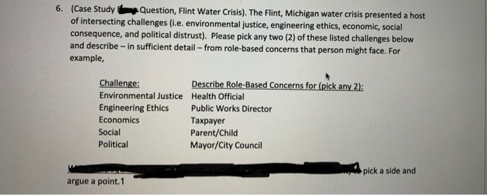 6. (Case Study Question, Flint Water Crisis). The | Chegg.com