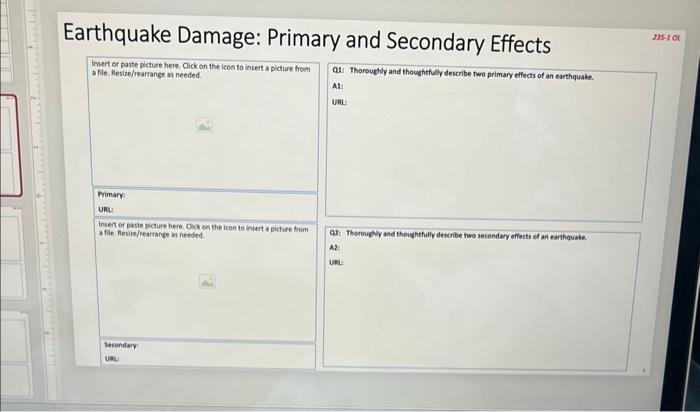 Solved Earthquake Damage: Primary and Secondary Effects | Chegg.com