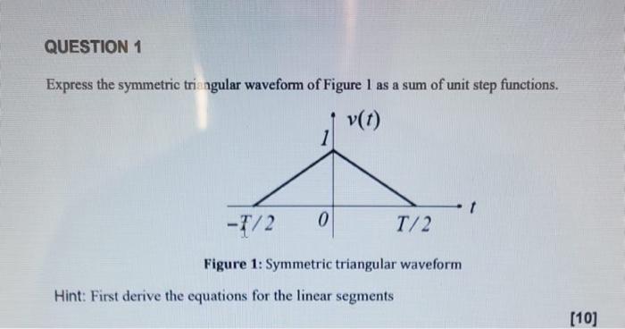 Solved QUESTION 1 Express the symmetric triangular waveform | Chegg.com