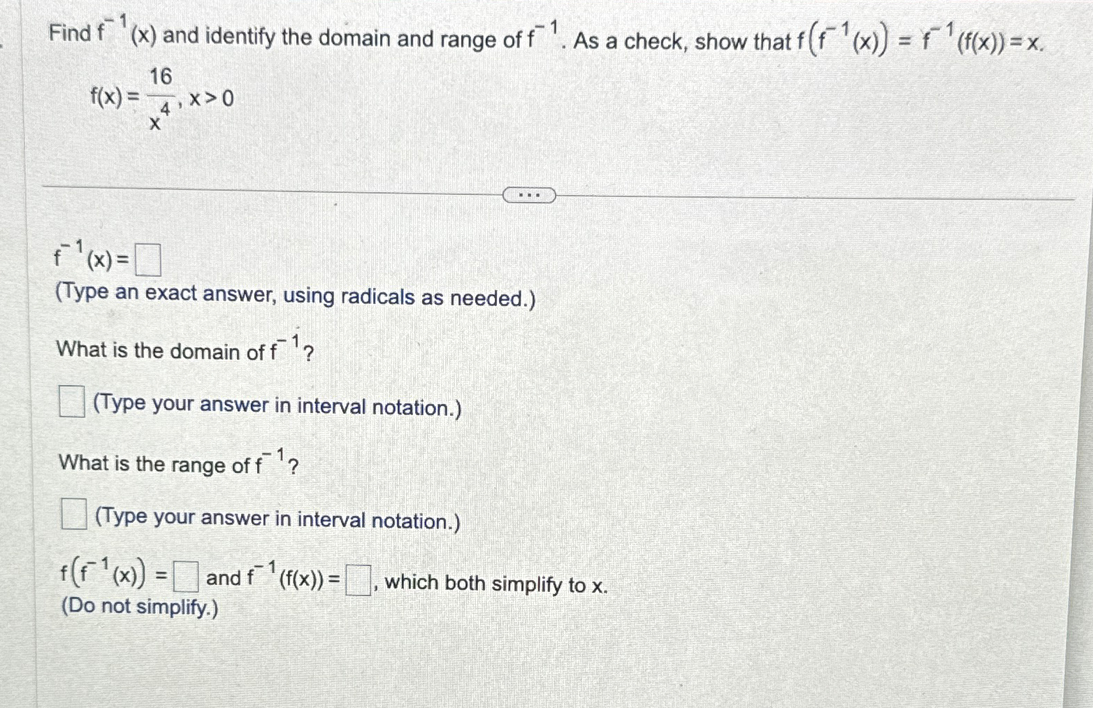 Solved Find f-1(x) ﻿and identify the domain and range of | Chegg.com