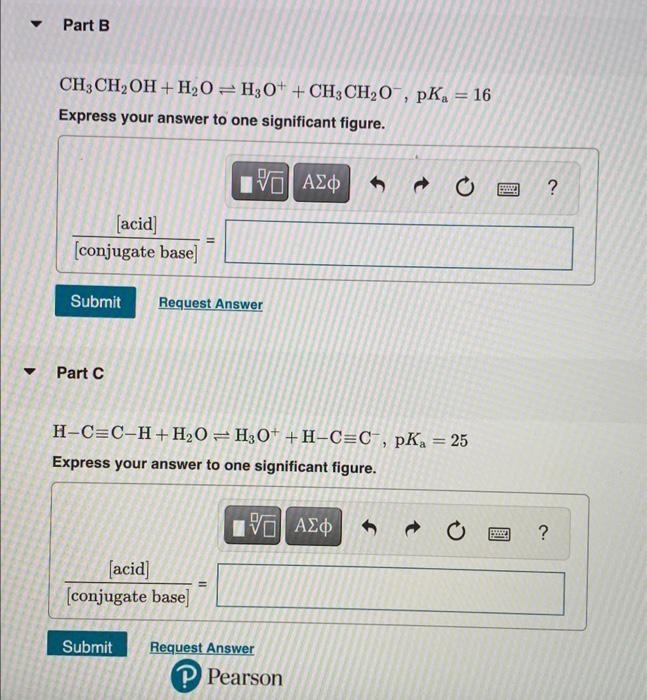 Solved Part A pK= 20 + H2O H3O+ + acid conjugate base | Chegg.com