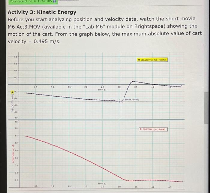 Activity 3: Kinetic Energy Before you start analyzing | Chegg.com