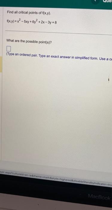 Solved Find all critical points of f(x,y). | Chegg.com