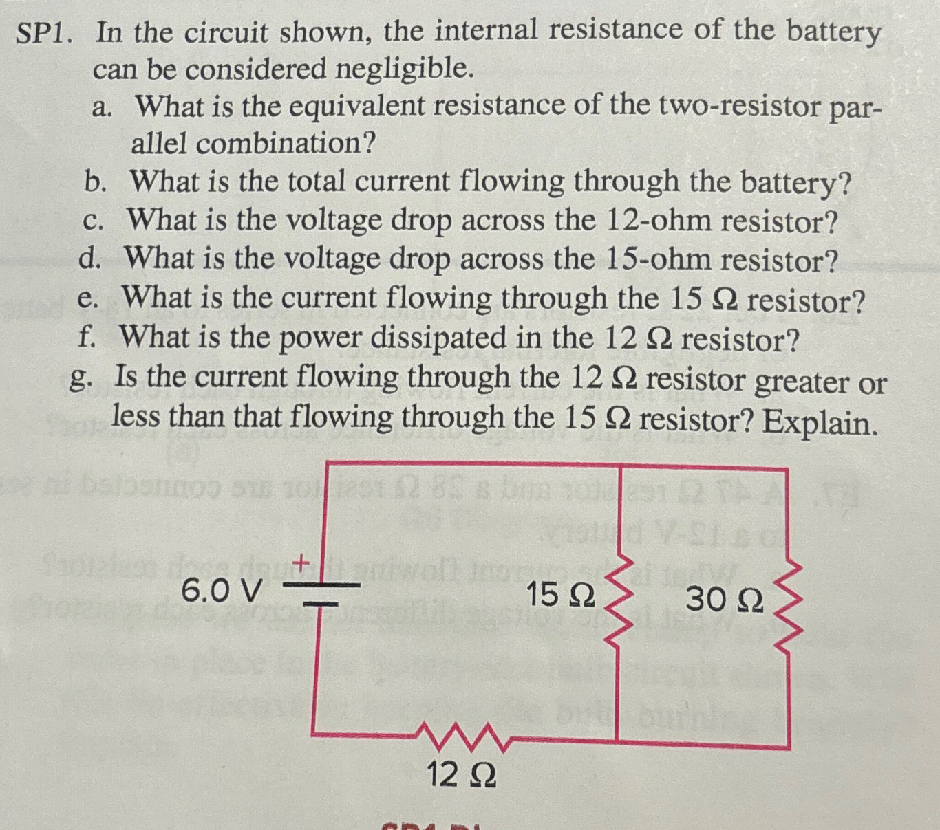 Solved SP1. ﻿In the circuit shown, the internal resistance | Chegg.com