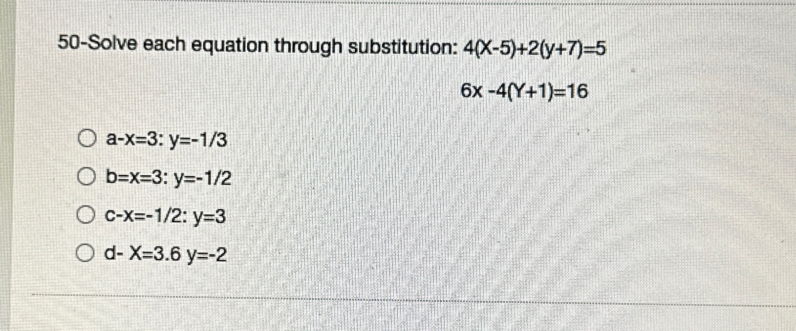 Solved 50-Solve each equation through substitution: | Chegg.com