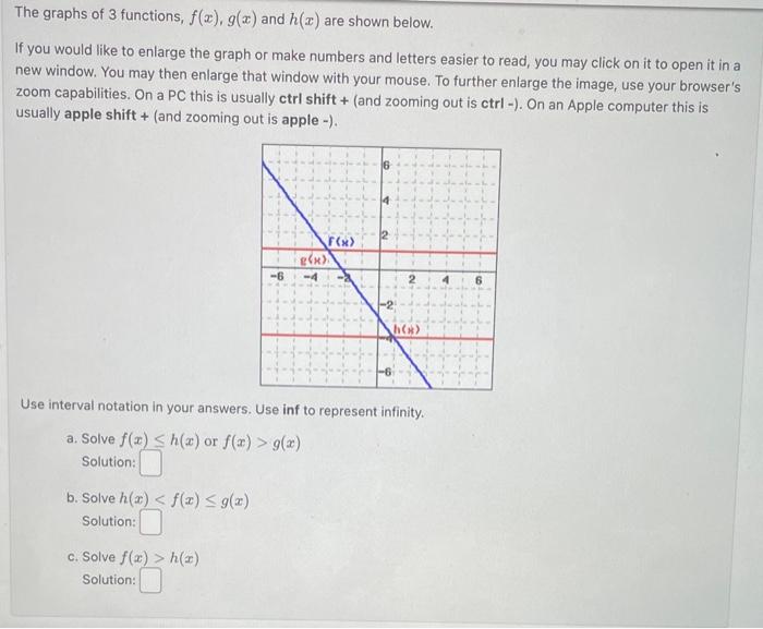 Solved The graphs of 3 functions, f(x),g(x) and h(x) are | Chegg.com