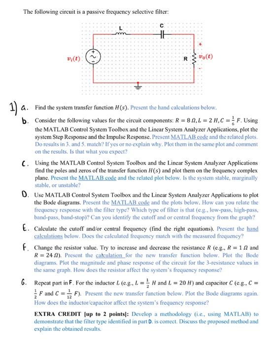 Solved The following circuit is a passive frequency | Chegg.com