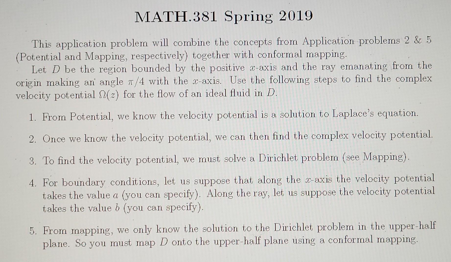 MATH.381 Spring 2019 This application problem will | Chegg.com