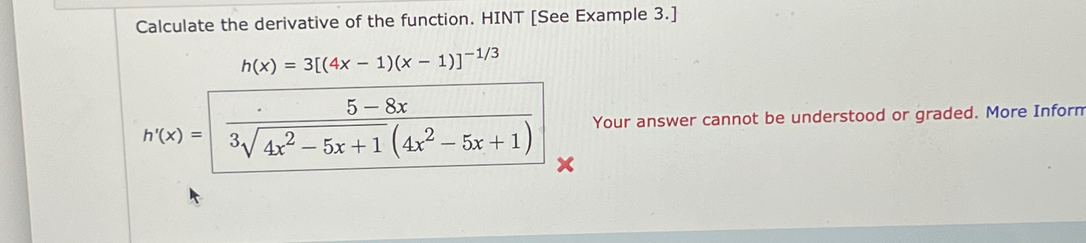 Solved Calculate the derivative of the function. HINT [See | Chegg.com