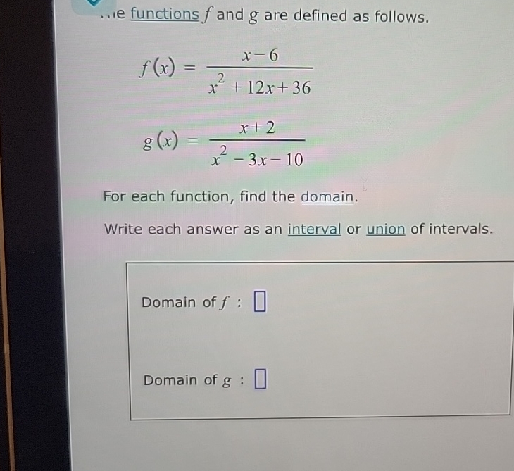 Solved ie functions f ﻿and g ﻿are defined as | Chegg.com