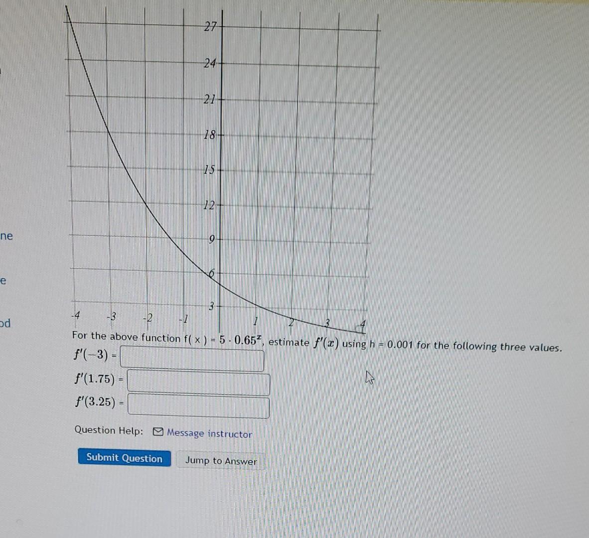 Solved For the above function f(x)=5×0.65^x ,estimate f'(x) | Chegg.com