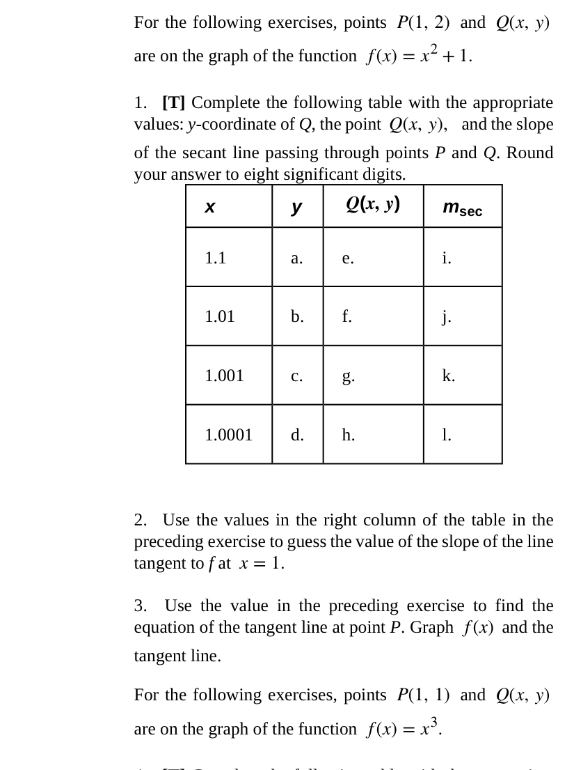 Solved For the following exercises, points P(1,2) ﻿and | Chegg.com